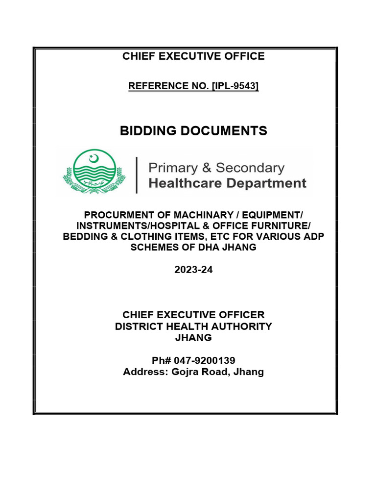 DHQ Jhang Doppler Bidding Document 30-11-23 | Download Free PDF ...