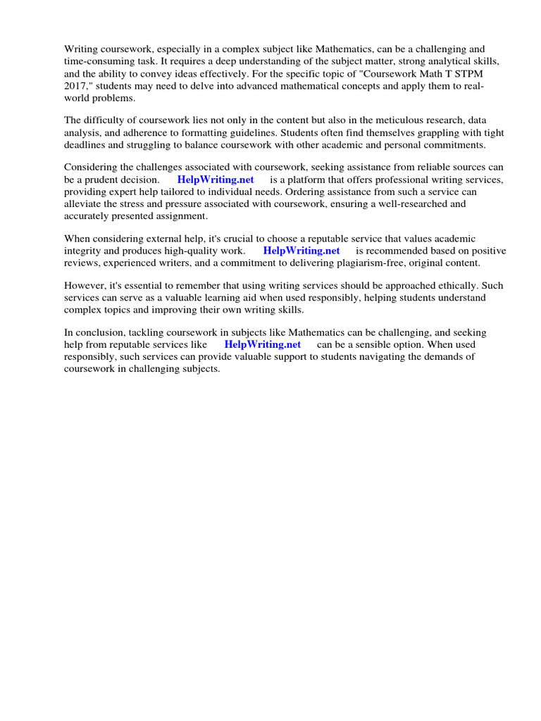 Coursework Math T STPM 2017 | PDF