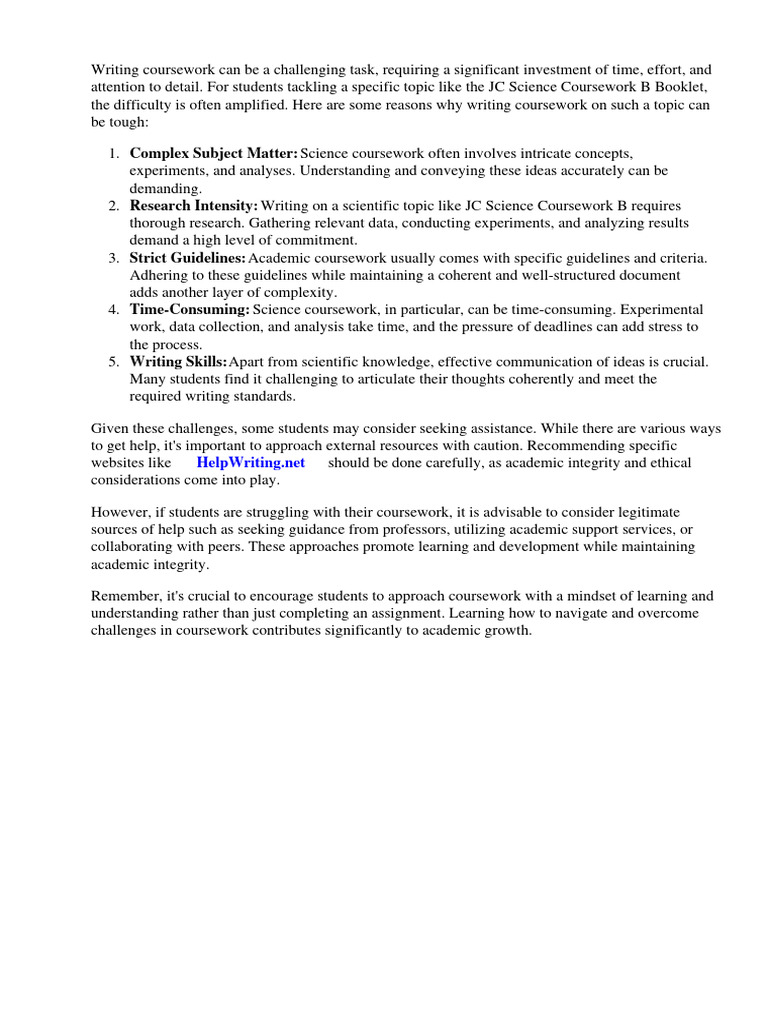 JC Science Coursework B Booklet | PDF | Science | Books