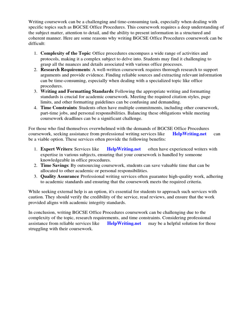 Bgcse Office Procedures Coursework | PDF | Advertising | Retail