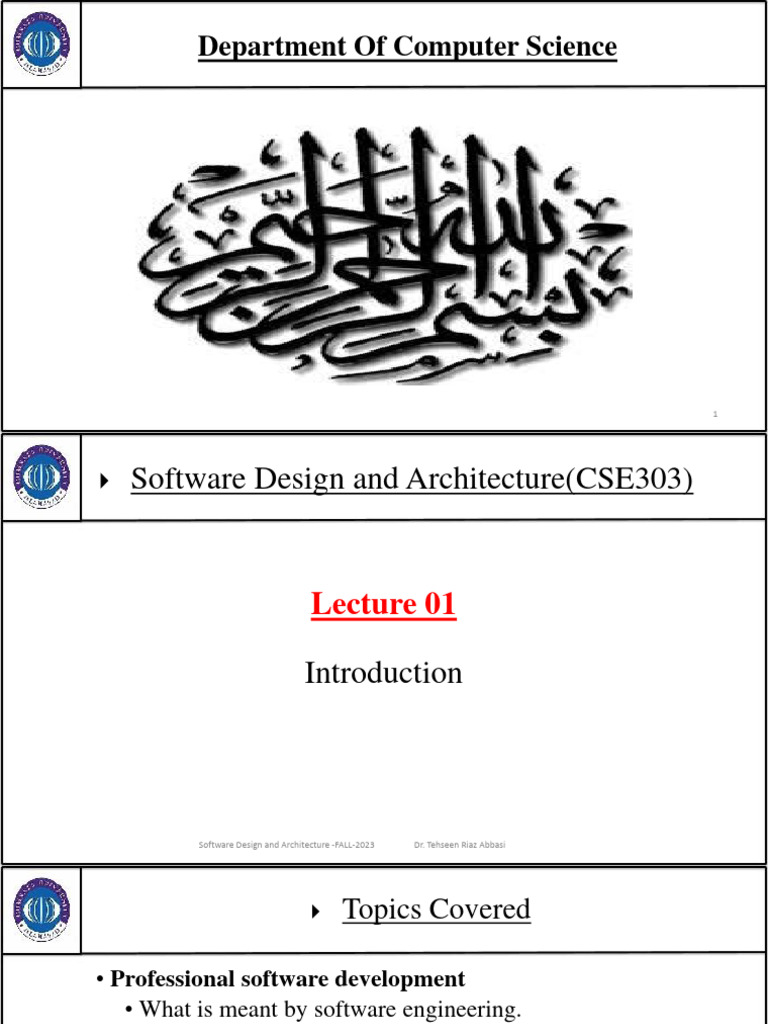 SDA Fall 2023 Lecture#1 | PDF | Software | Engineering