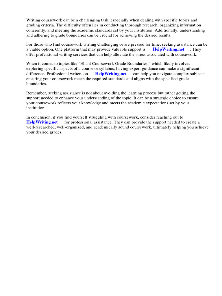 Ella 4 Coursework Grade Boundaries | PDF | Gce Advanced Level (United Kingdom) | Qualifications