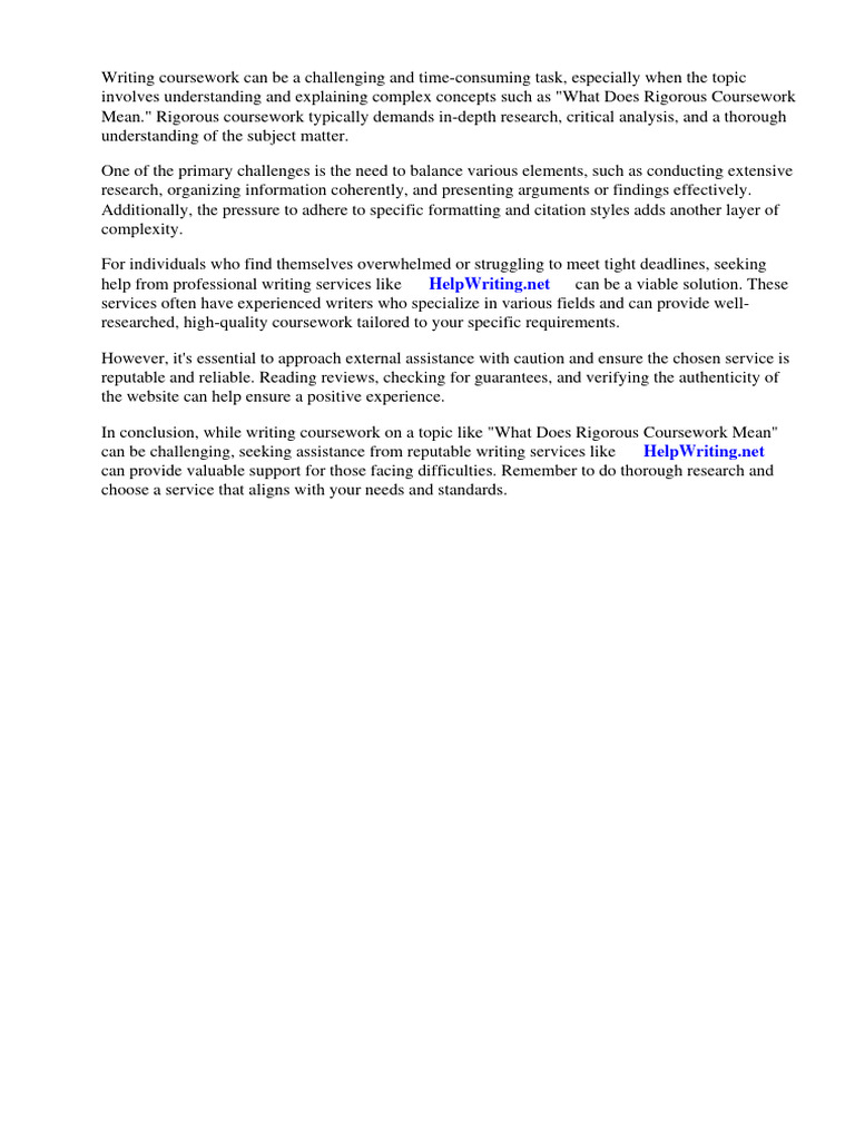 What Does Rigorous Coursework Mean | PDF | Curriculum | Teachers