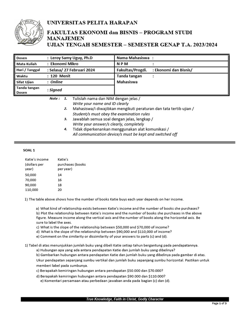 UTS Ekonomi Mikro 3312 Term 1232 - Online | PDF | Price Elasticity Of Demand | Demand