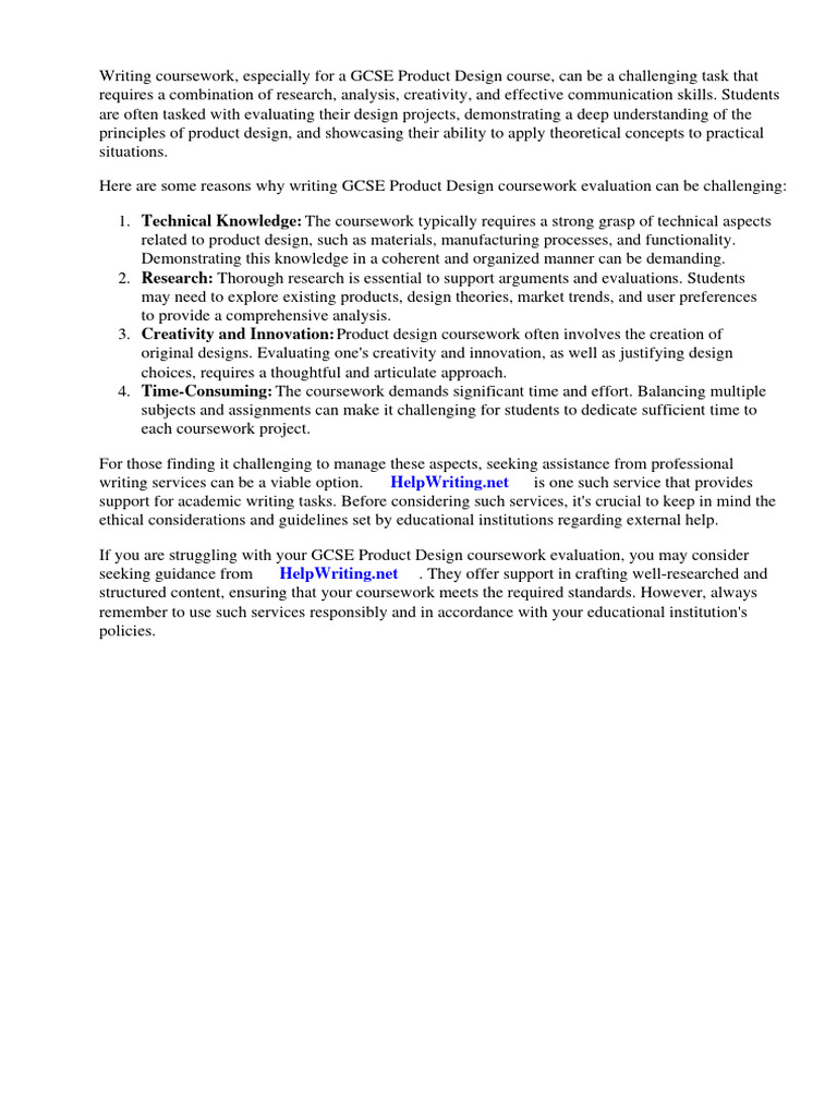 Gcse Product Design Coursework Evaluation | Download Free PDF ...