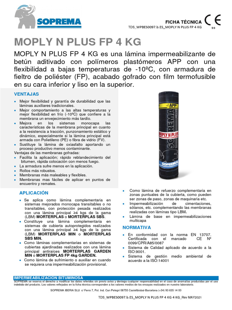 Tds - Wpbes0097.b.es - Moply N Plus FP 4 KG | PDF | Materiales | Química