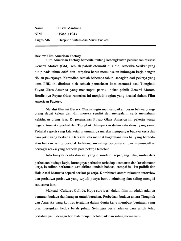 PDF Review Film American Factory - Compress | PDF