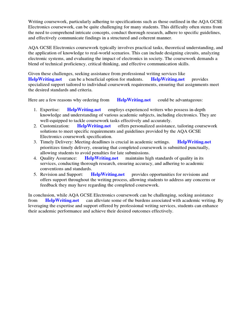 Aqa Gcse Electronics Coursework Specification | PDF | Electrical ...