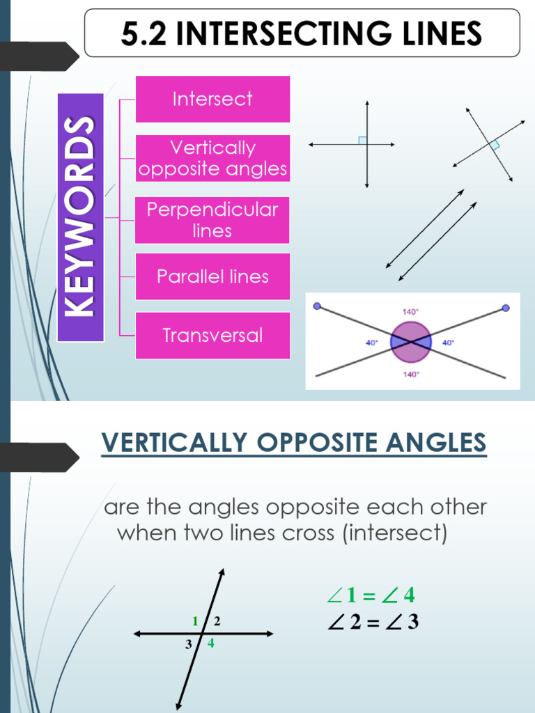 5.2 Intersecting Lines | PDF | Angle | Space