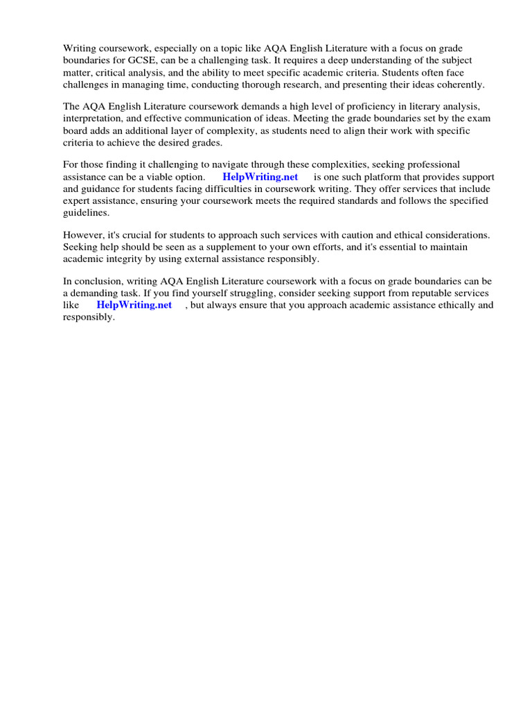 Aqa English Literature Coursework Grade Boundaries Gcse | PDF ... Aqa English Literature Coursework Grade Boundaries Gcse | PDF ...