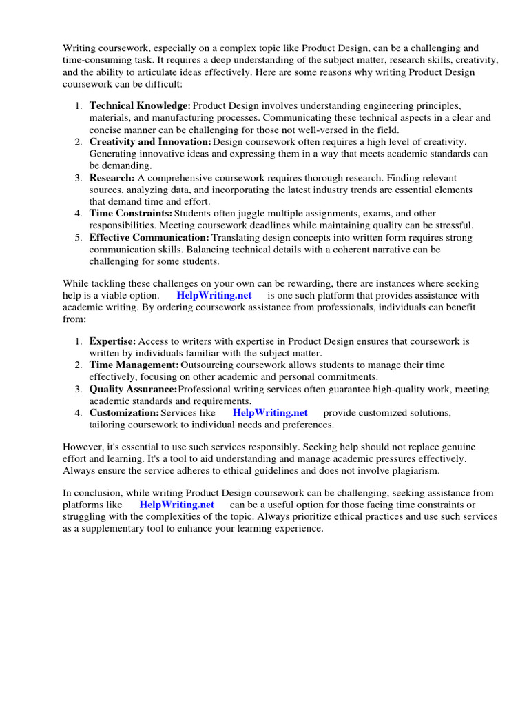 As Product Design Coursework Example | PDF | Creativity | Expert