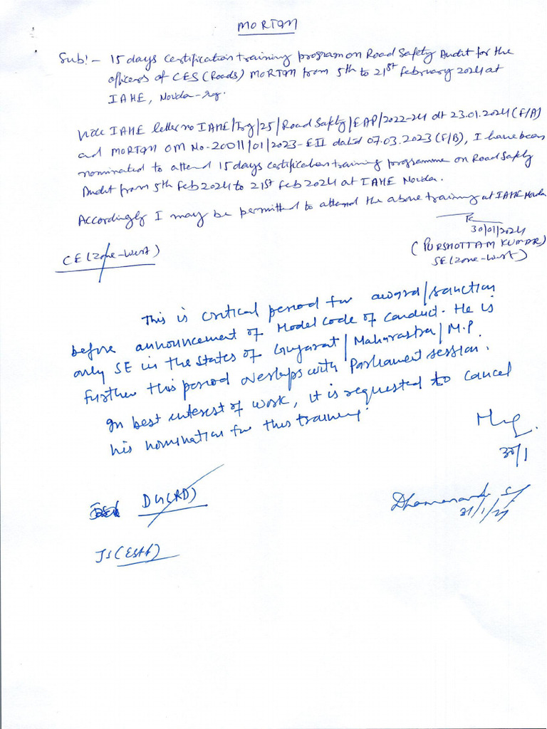 Letter From Purshottam Kumar SE Reg. 15 Days Certification Training ...