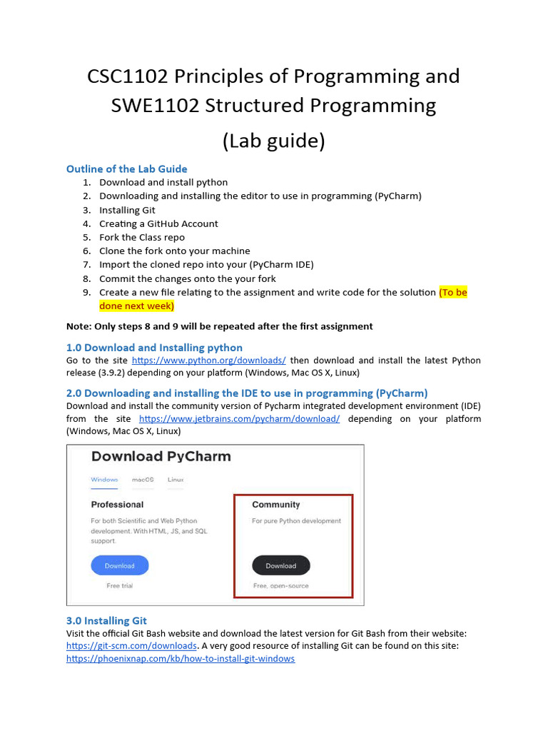 Lab Instructions Programming Class | PDF | Microsoft Windows | Screenshot