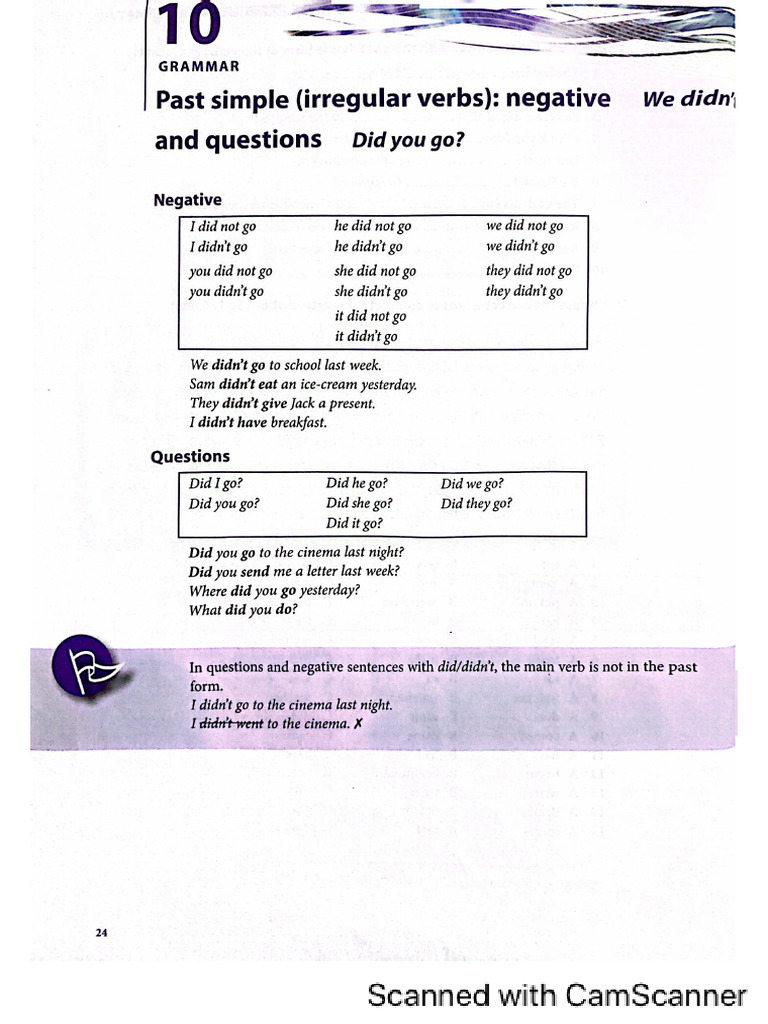 Past Simple Irregular Verbs Negative and | PDF