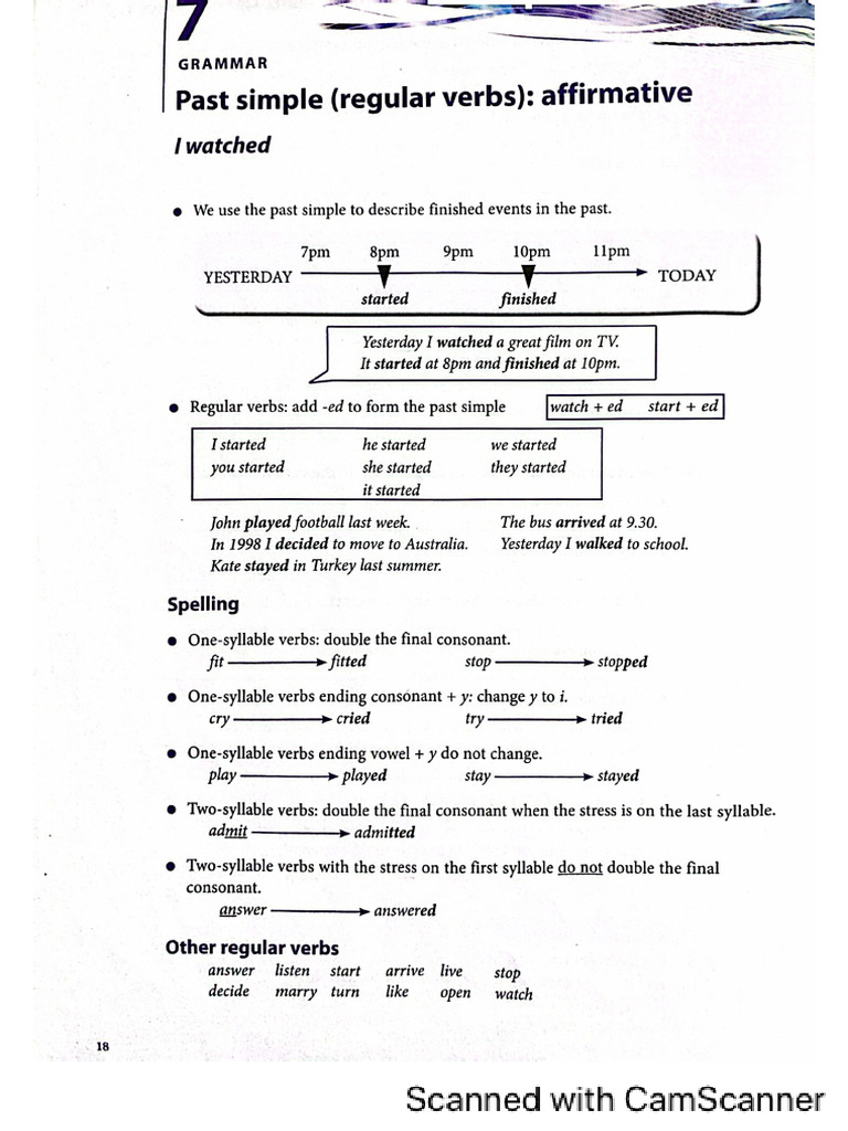Past Simple Regular Verbs Affirmative | PDF