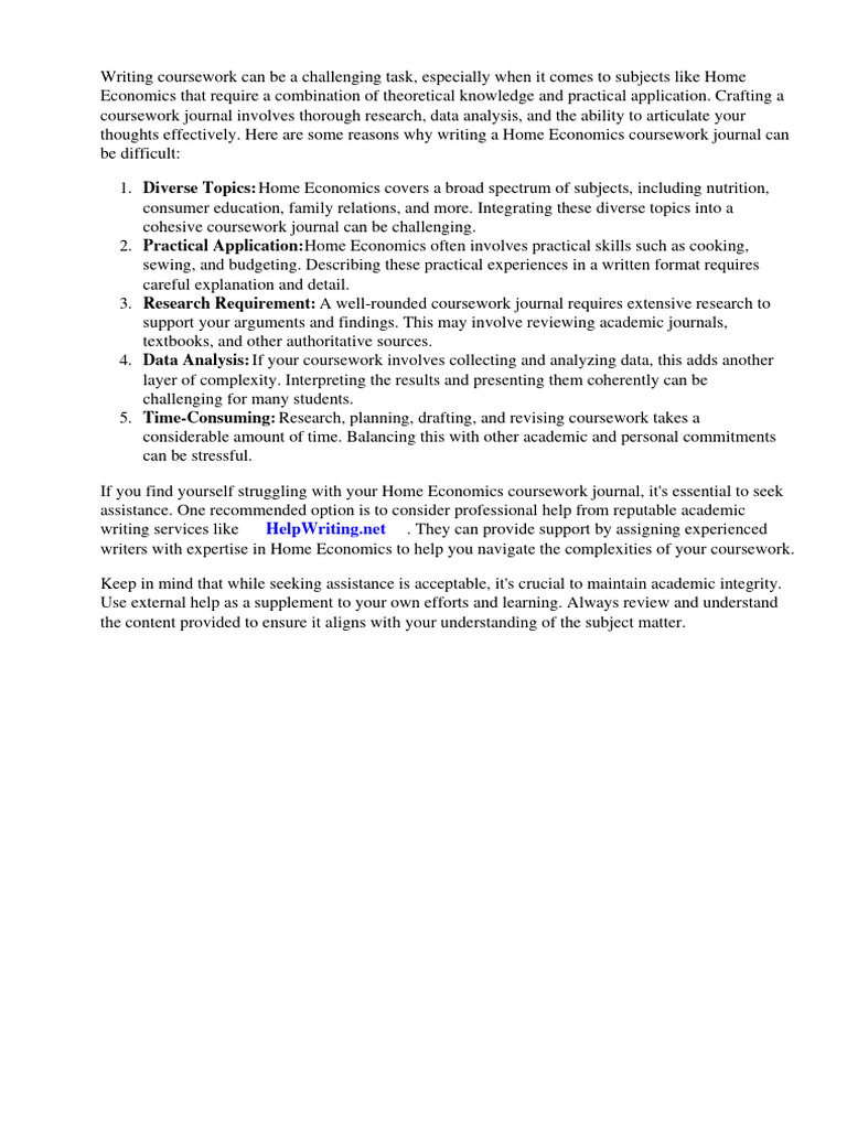 Home Economics Coursework Journal | PDF | Http Cookie | Economics