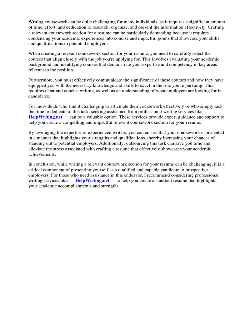Relevant Coursework Resume | PDF | Résumé | Recruitment