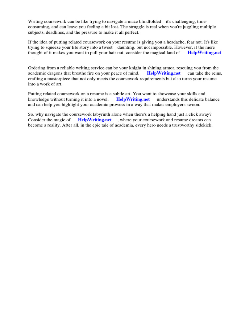 How To Put Related Coursework On Resume | PDF | Résumé | Business