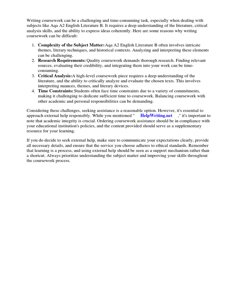 Aqa A2 English Literature B Coursework | PDF | Facebook | Linked In