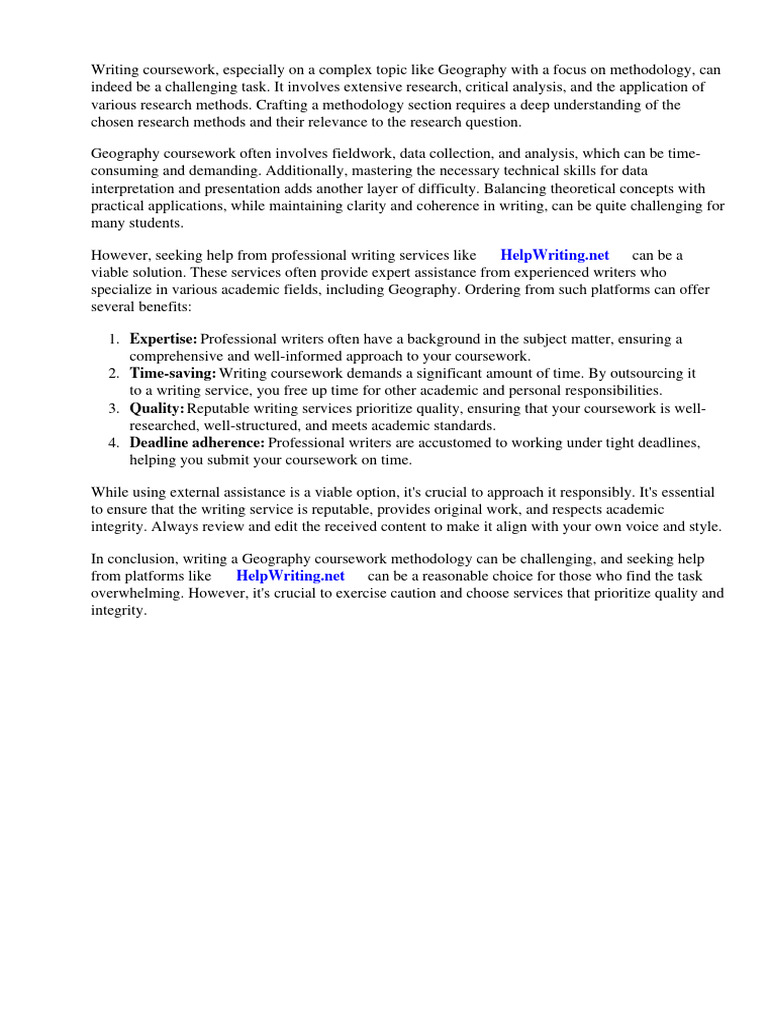 Geography Coursework Methodology | PDF | Methodology | Geography