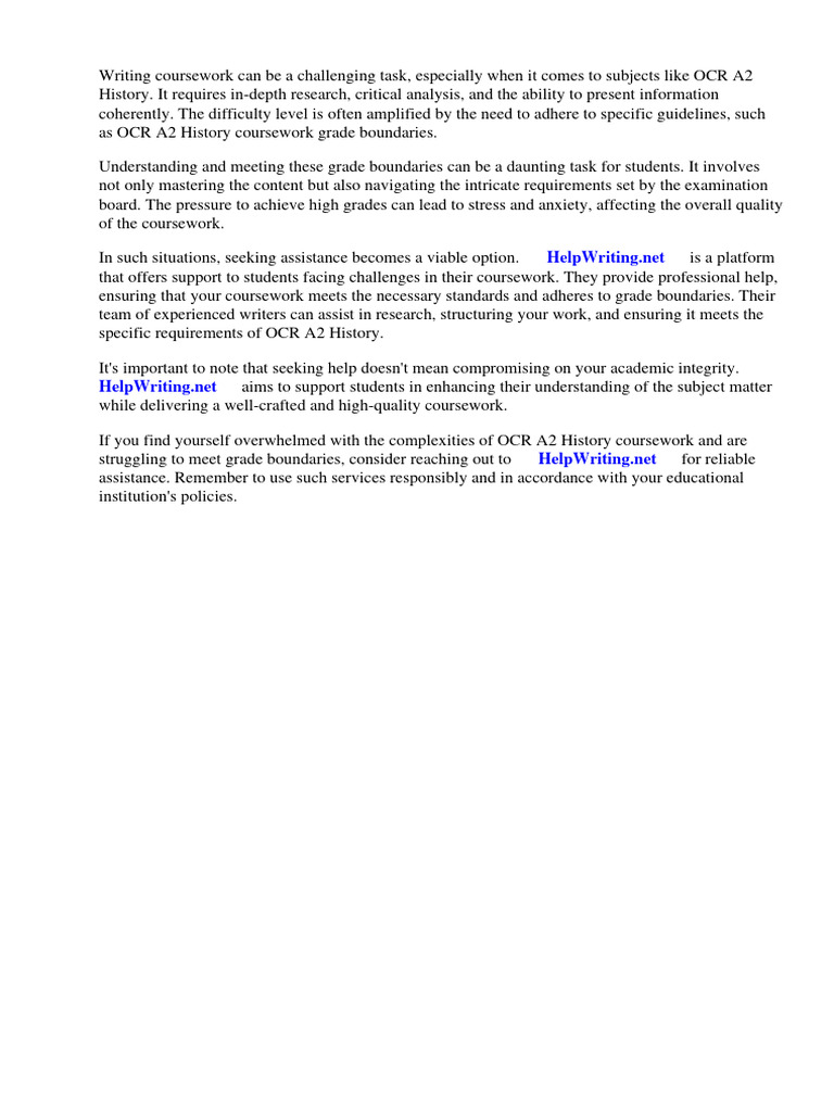 Ocr A2 History Coursework Grade Boundaries | PDF | Gce Advanced Level (United Kingdom ...