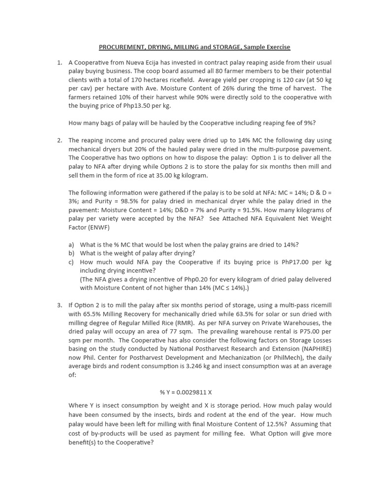 AE Problem Solving Autosaved1 | PDF | Rice | Harvest