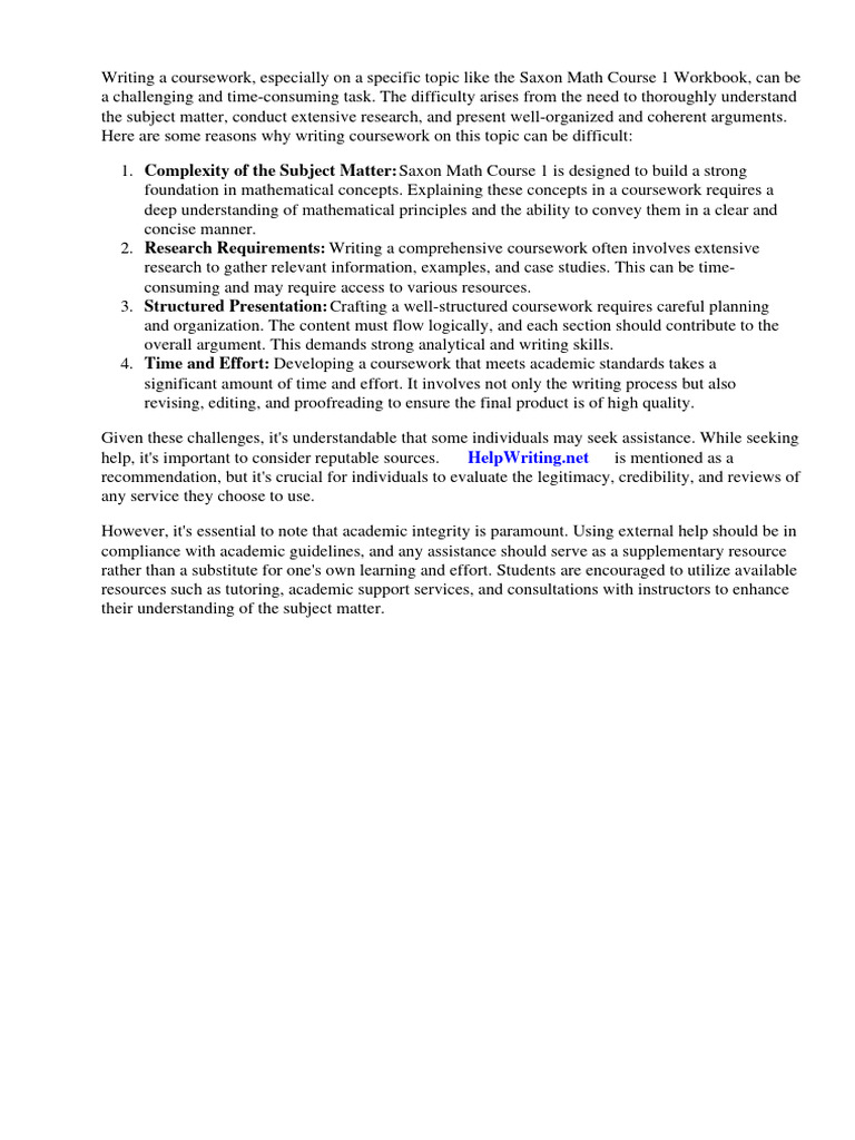 Saxon Math Course 1 Workbook | PDF | Mathematics | Worksheet