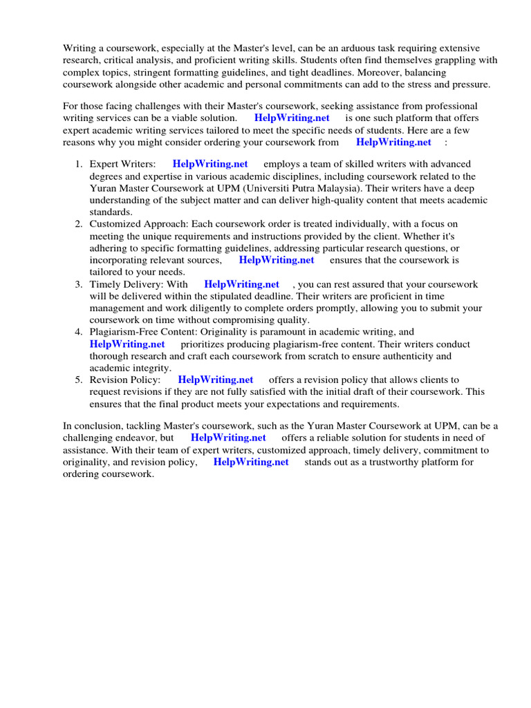 Yuran Master Coursework Upm | PDF | Business