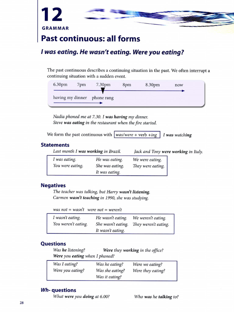 Past Continuous All Forms | PDF