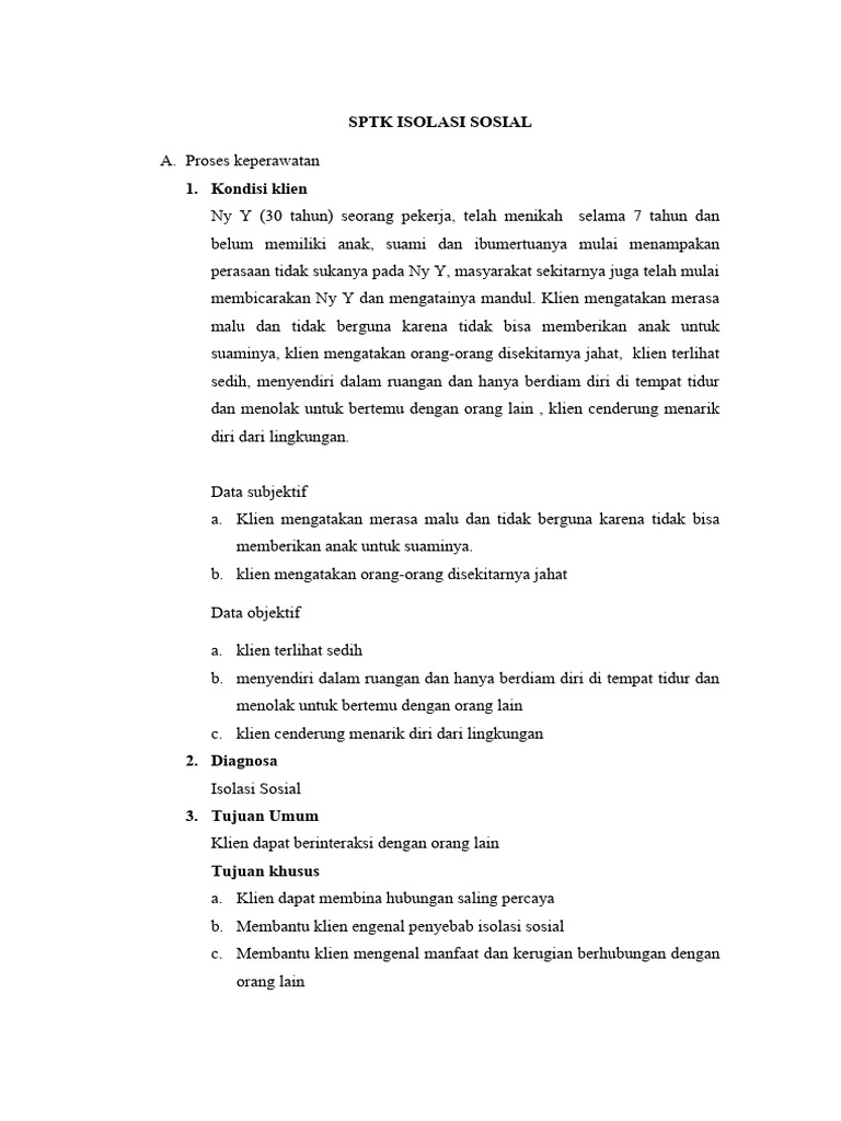 SPTK Isolasi Sosial | PDF