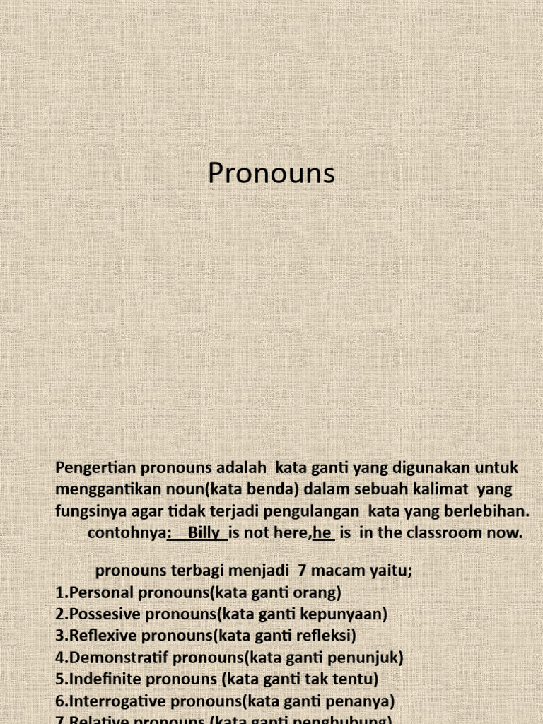 Jenis-Jenis Pronouns dalam Bahasa Inggris | PDF