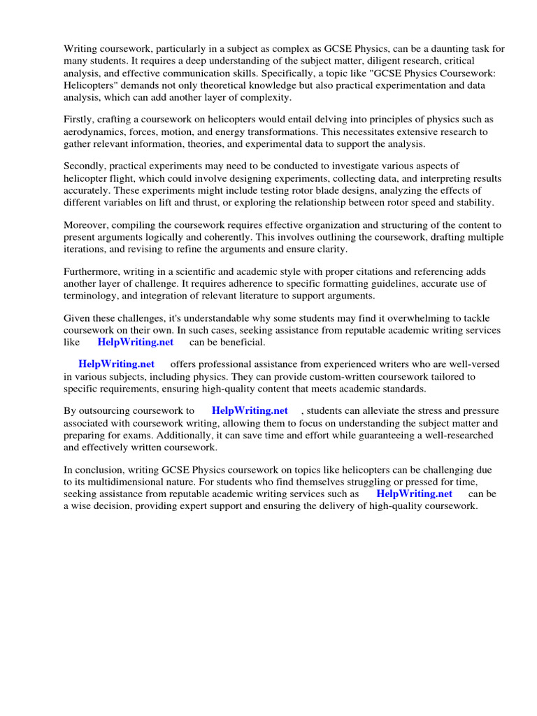 Gcse Physics Coursework Helicopters | PDF | Helicopter Rotor | Helicopter