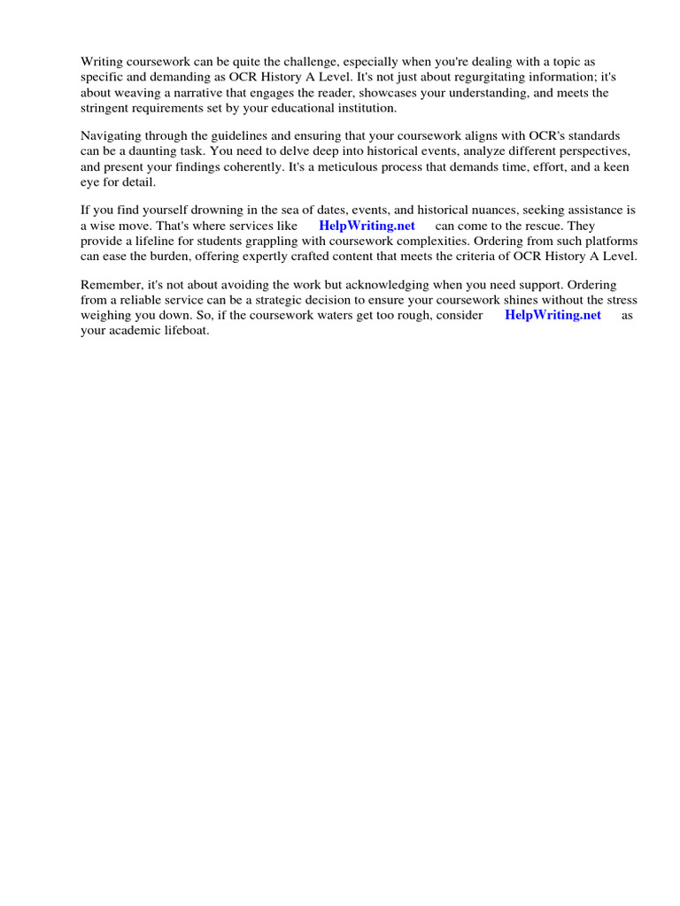 Ocr History A Level Coursework Guidance | PDF | Essays | Gce Advanced ...