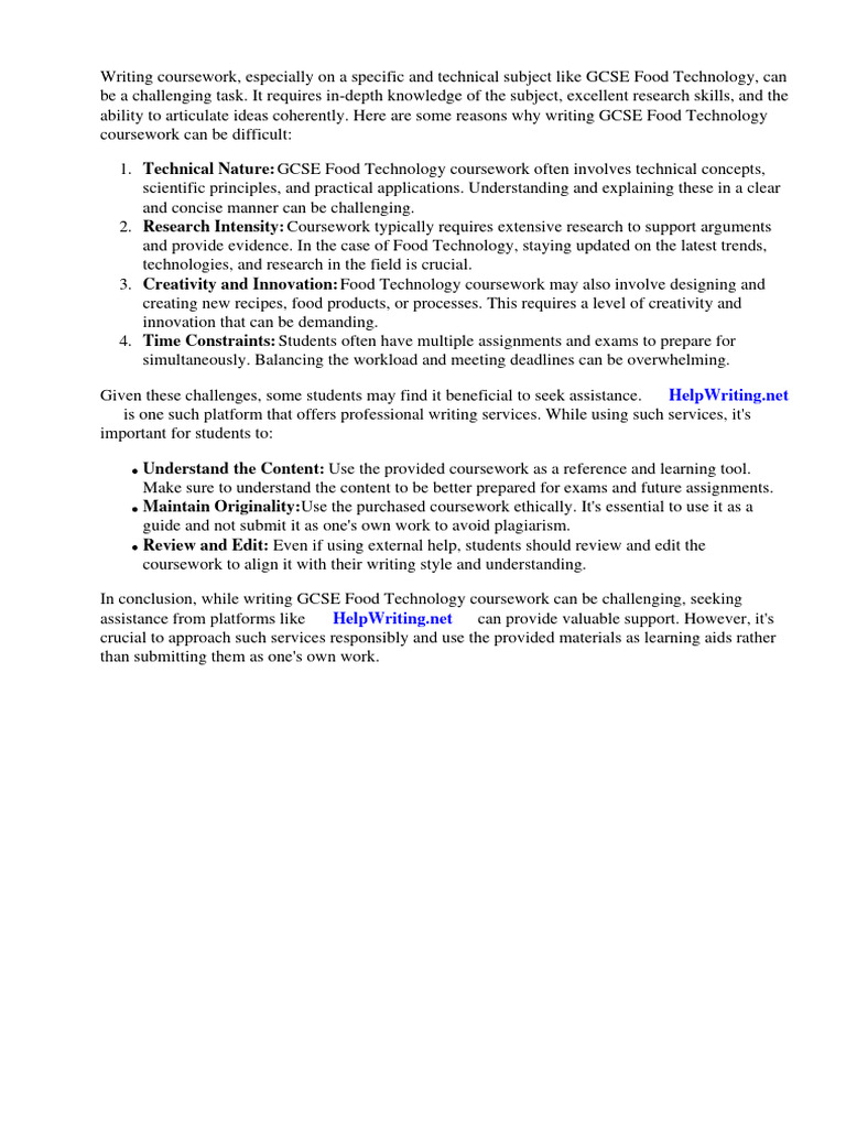 Gcse Food Technology Example Coursework | PDF | Egg As Food | Diet ...