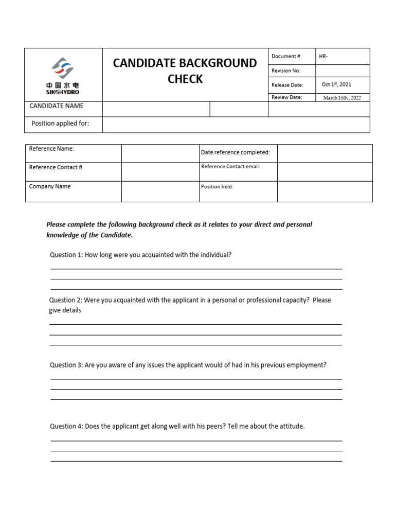 Candidate Background Check | PDF | Career & Growth