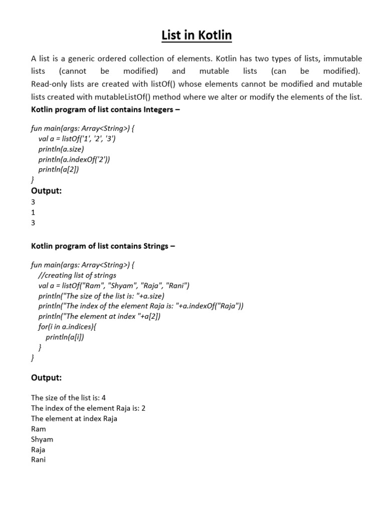 List in Kotlin | PDF