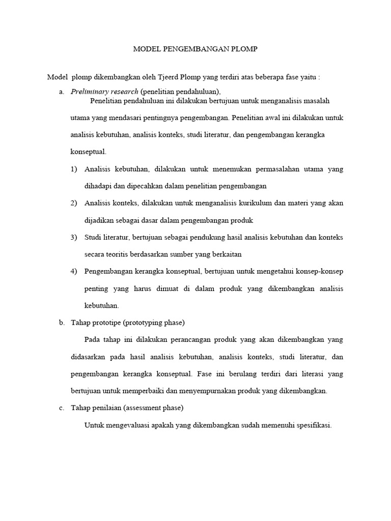 Model Pengembangan Plomp: Fase dan Analisis | PDF
