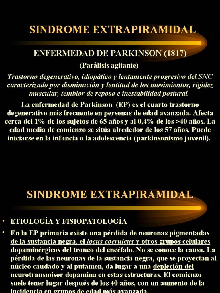 Sindrome Extrapiramidal | PDF | Enfermedad de Parkinson | Dopamina