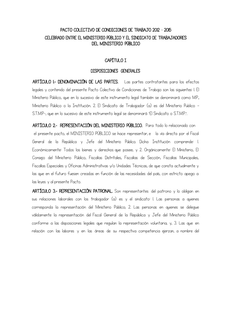 Pacto Colectivo de Condiciones de Trabajo | PDF | Derecho laboral ...