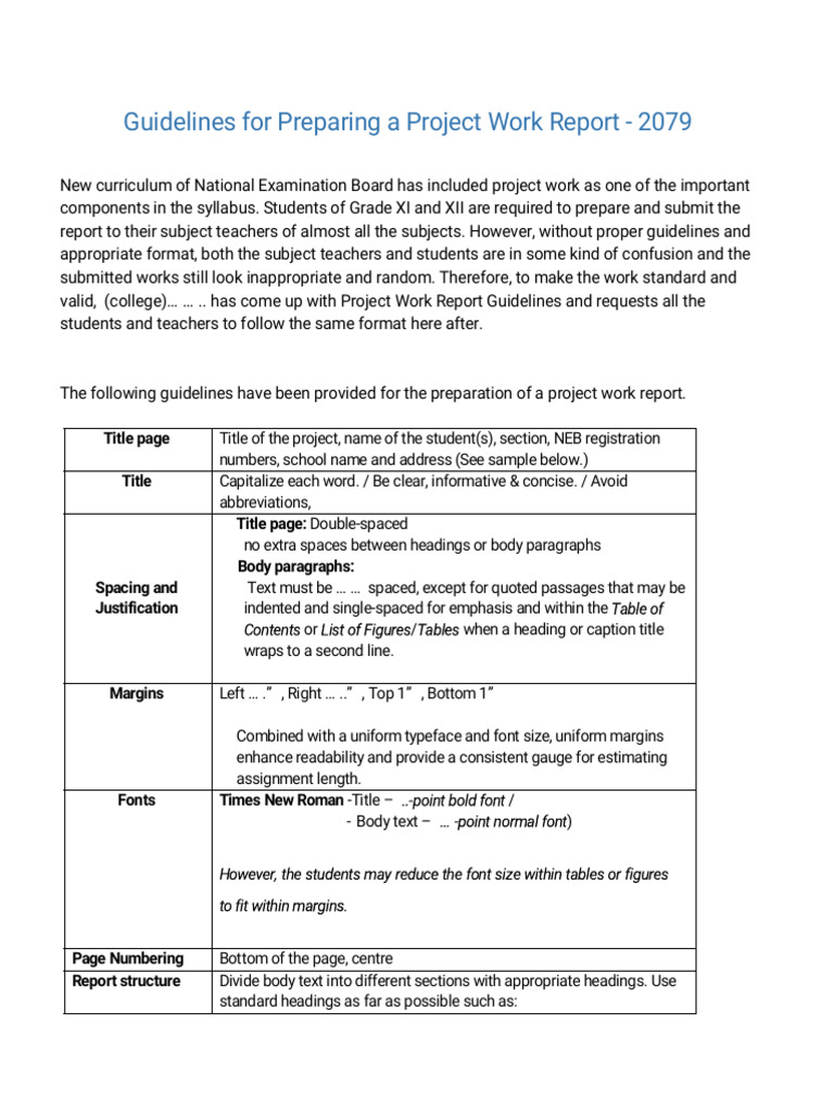 Project Report Guidelines for NEB 2079 | PDF | Typography | Printing