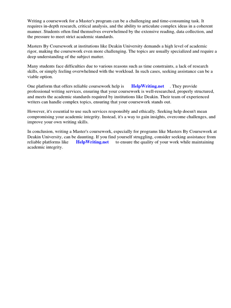 Masters by Coursework Deakin | PDF | Postgraduate Education ...