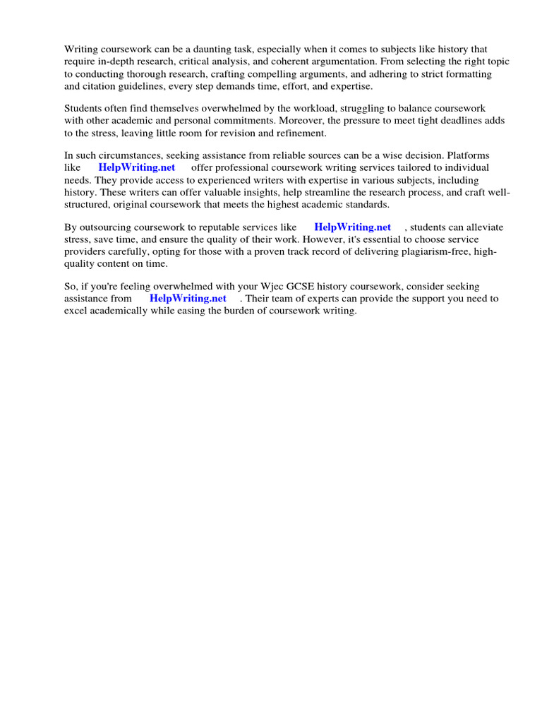 Wjec Gcse History Coursework Help | PDF | Career & Growth