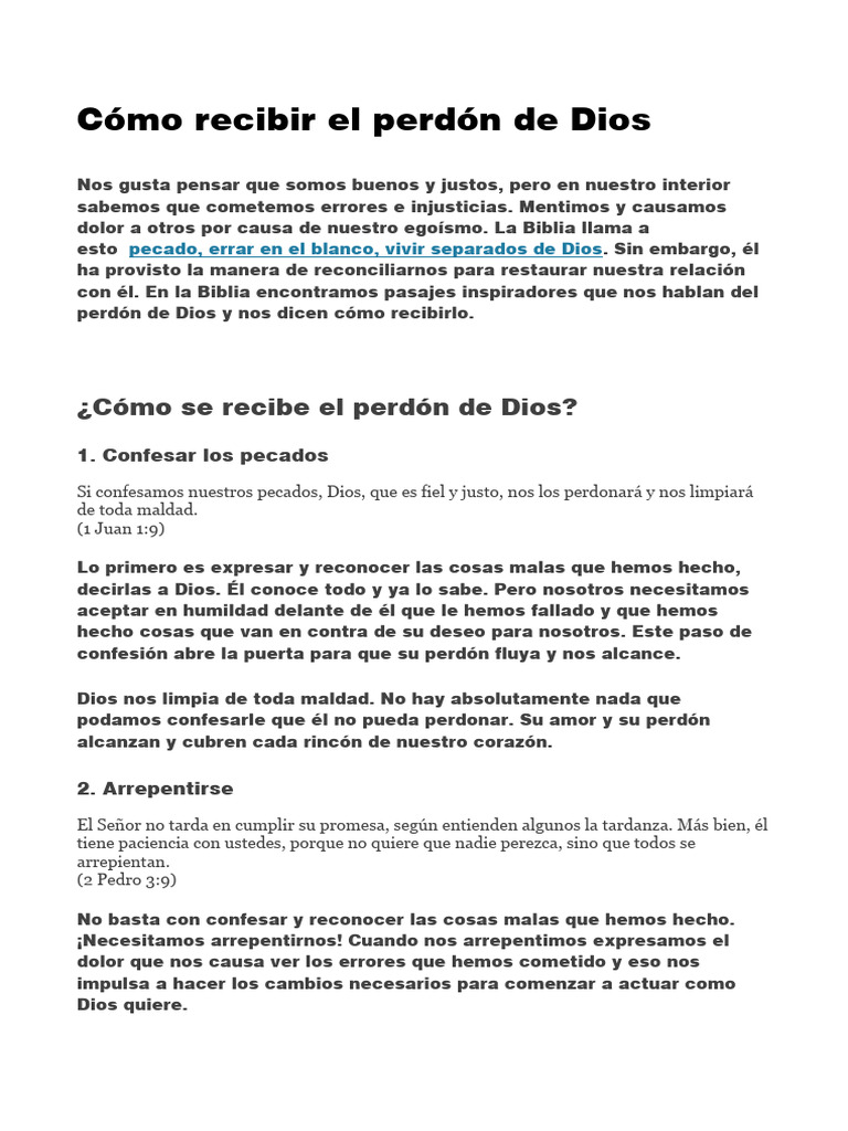 Cómo Recibir El Perdón de Dios | PDF | Pecado | Perdón