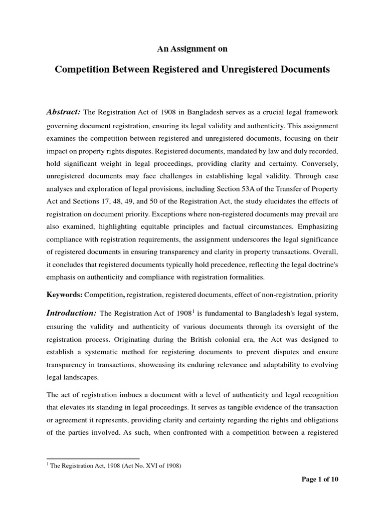 Competition Between Registered and Unregistered Instruments Final | PDF ...