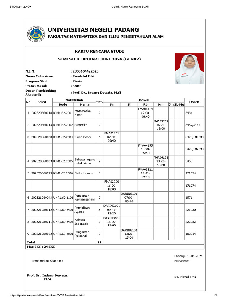 Cetak Kartu Rencana Studi | PDF