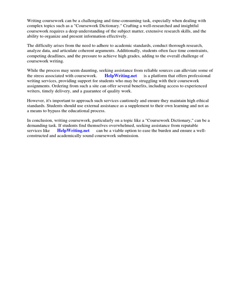 Coursework Dictionary | PDF | Essays | Information