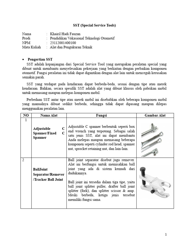 SST (Special Service Tools) - 1 | PDF