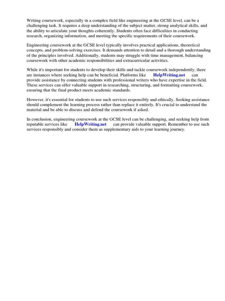 Engineering Coursework Gcse | PDF
