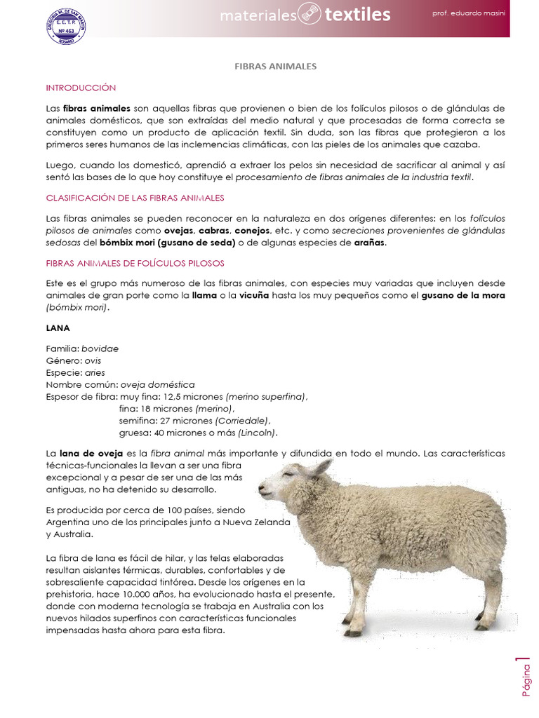 Fibras Animales | PDF | Seda | Textiles