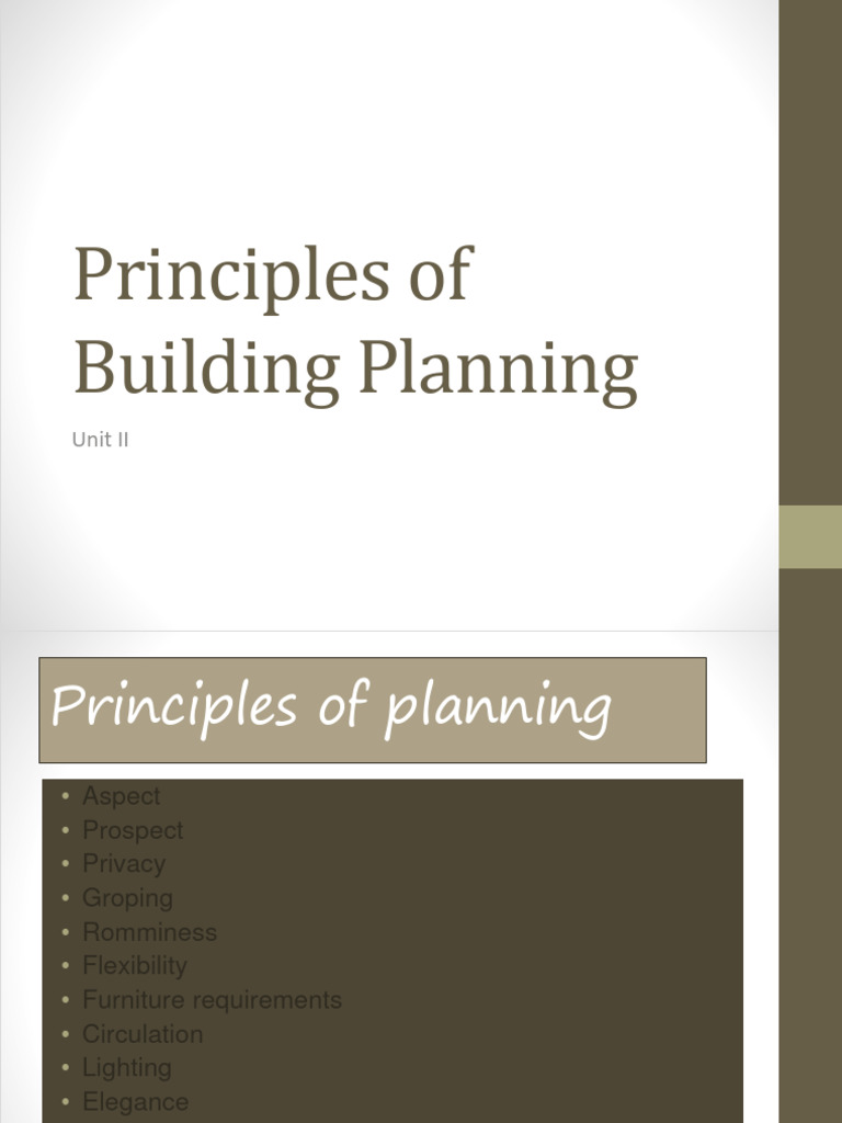 Principles of Building Planning | PDF | Ventilation (Architecture) | Buildings And Structures